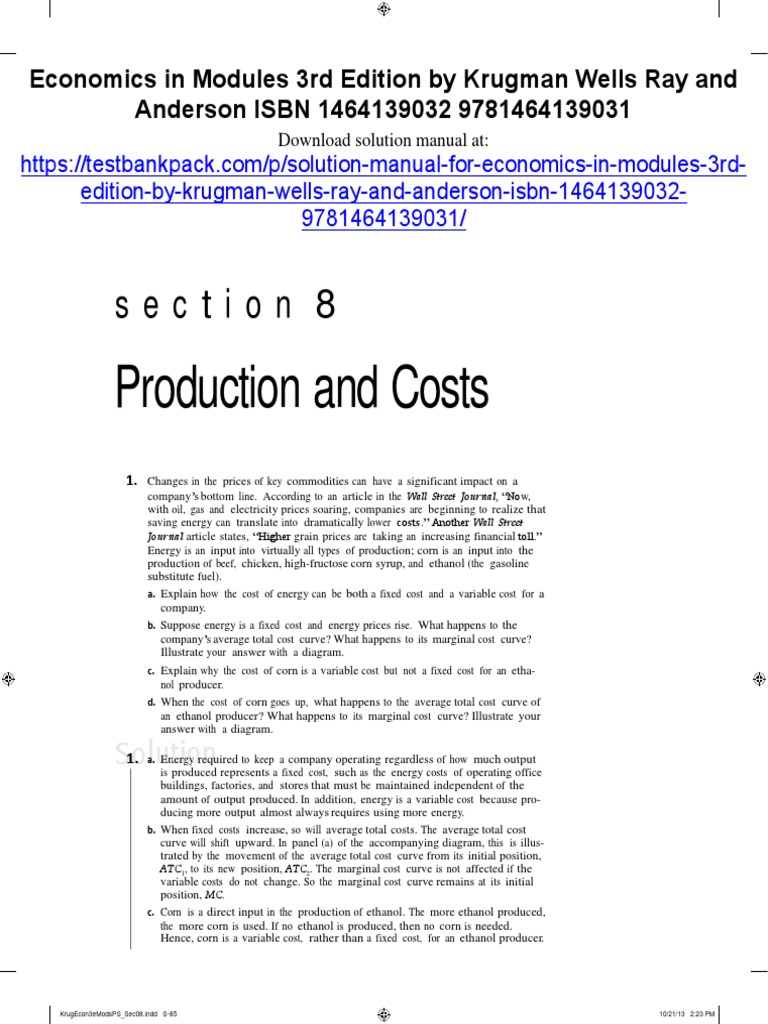 Economics in Modules 3rd Edition Krugman Solutions Manual Download ...
