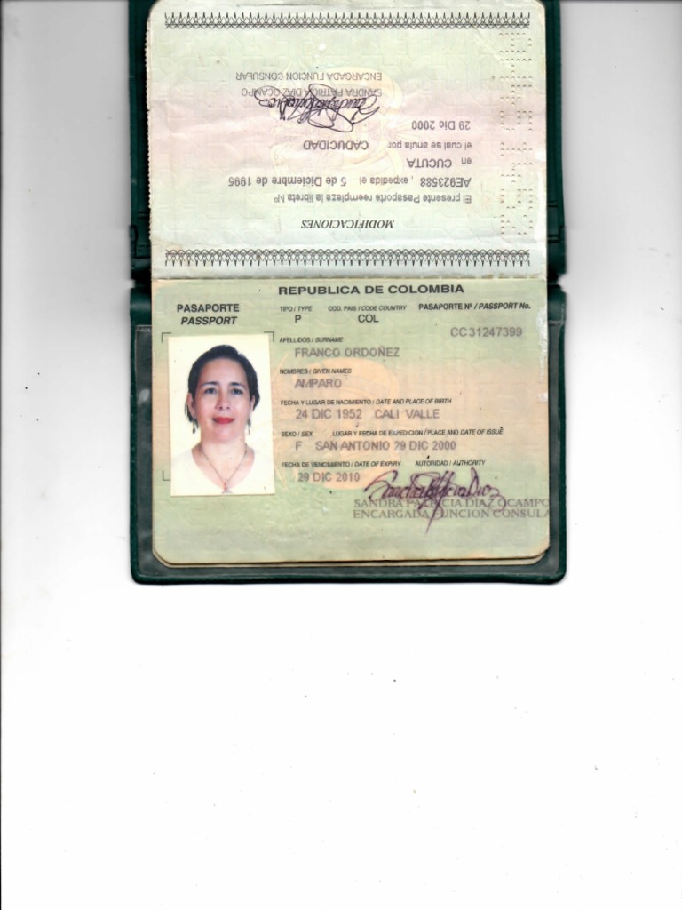 Amparo Franco - Pasaporte Colombiano Expedido en Consulado Colombiano ...