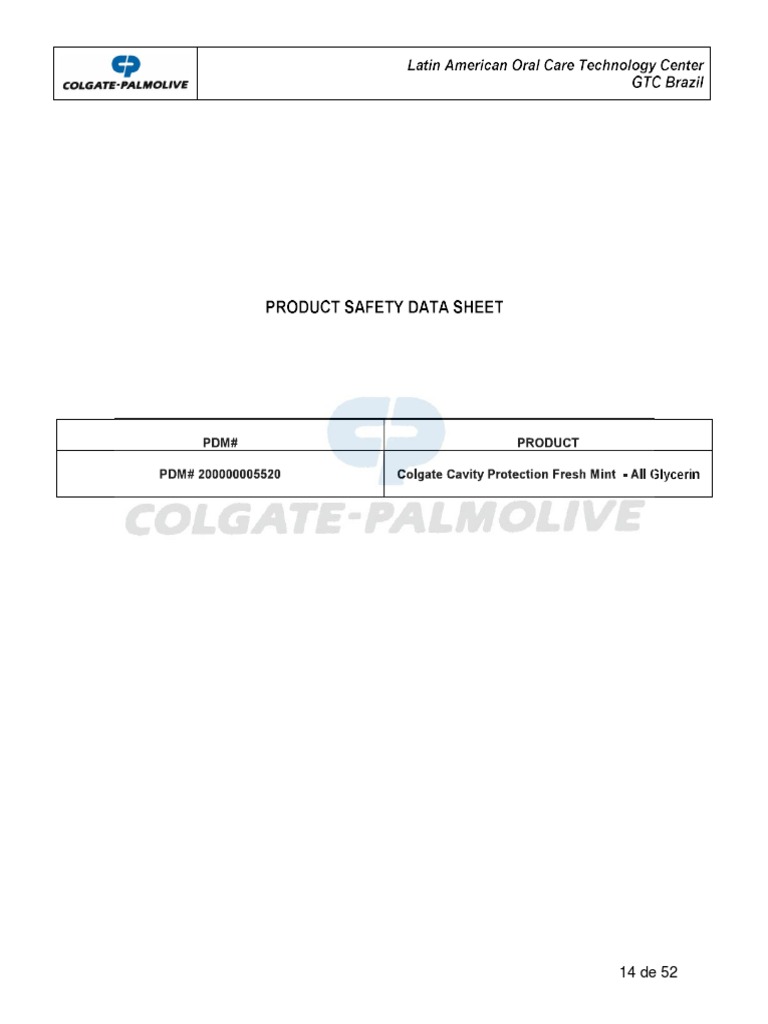 FISPQ - Creme Dental COLGATE | PDF