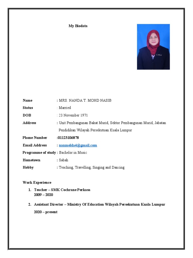 Biodata Nanda T. Mohd Nasib | PDF