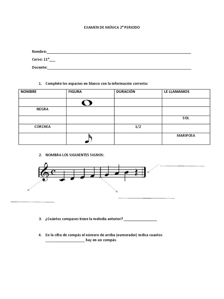 Examen de Música 11 | PDF