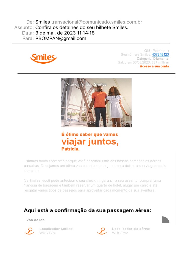 Confira Os Detalhes Do Seu Bilhete Smiles | PDF