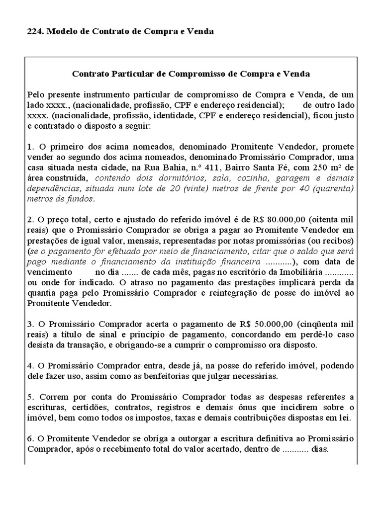 224. Modelo de Contrato de Compra e Venda | PDF