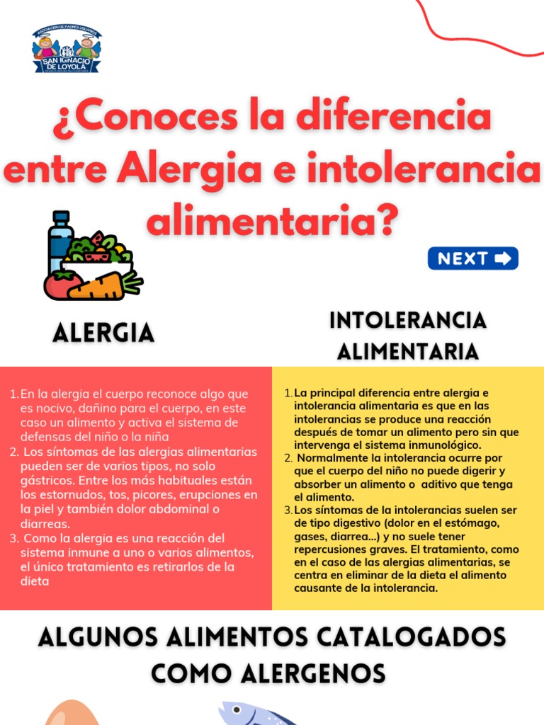 Diferencia Entre Alergia e Intolerancia Alimentaria | PDF