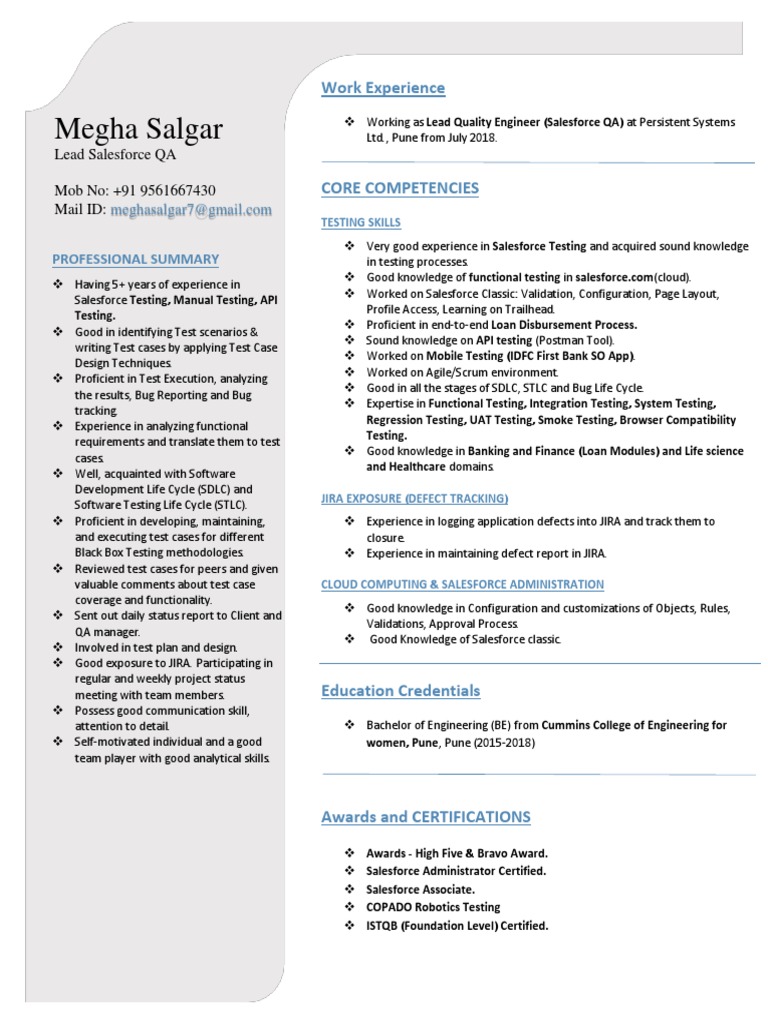 Salesforce QA Resume | PDF