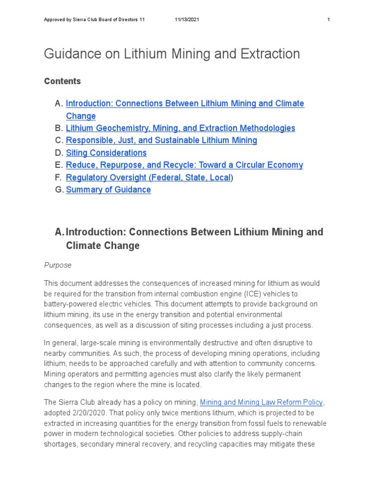 Sustainable Lithium Mining Guide | PDF