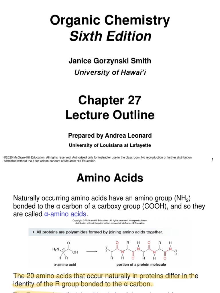 Smith Ch27 Lecture Edit-AMINOACIDOS 6TA | PDF | Alpha Helix | Beta Sheet