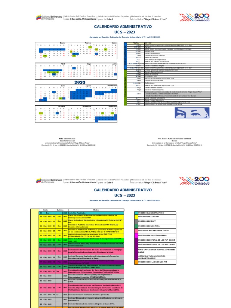 Anexo 1 - Calendario Académico - Administrativo UCS 2023-1 | PDF