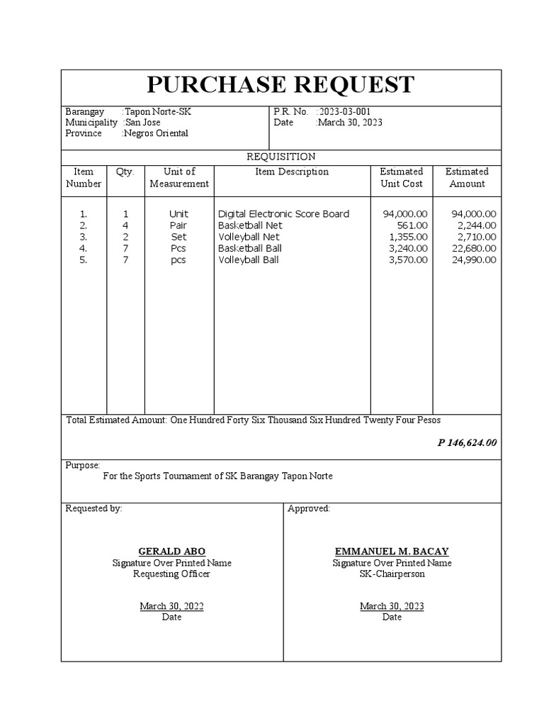 Purchase Request | PDF