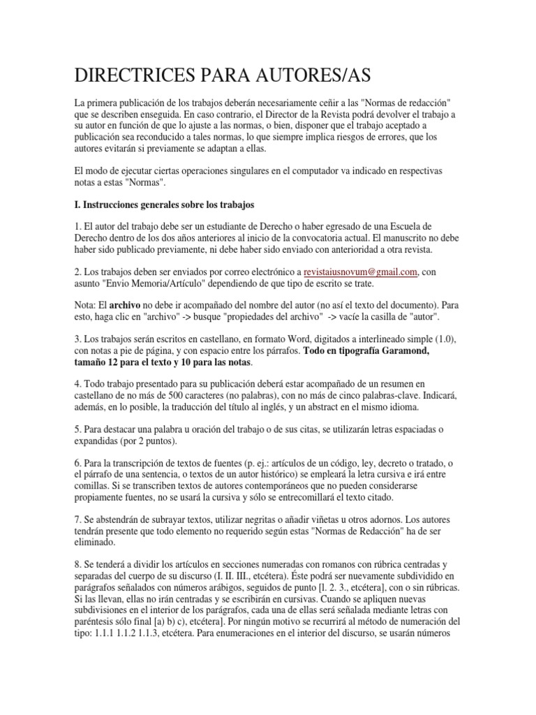 Directrices para Autores | PDF