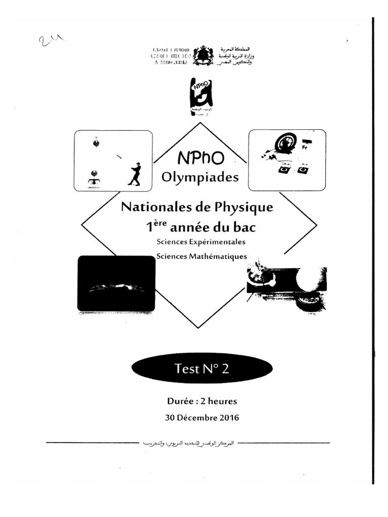 Olympiade Physique 1bac FR 16 - 17 | PDF