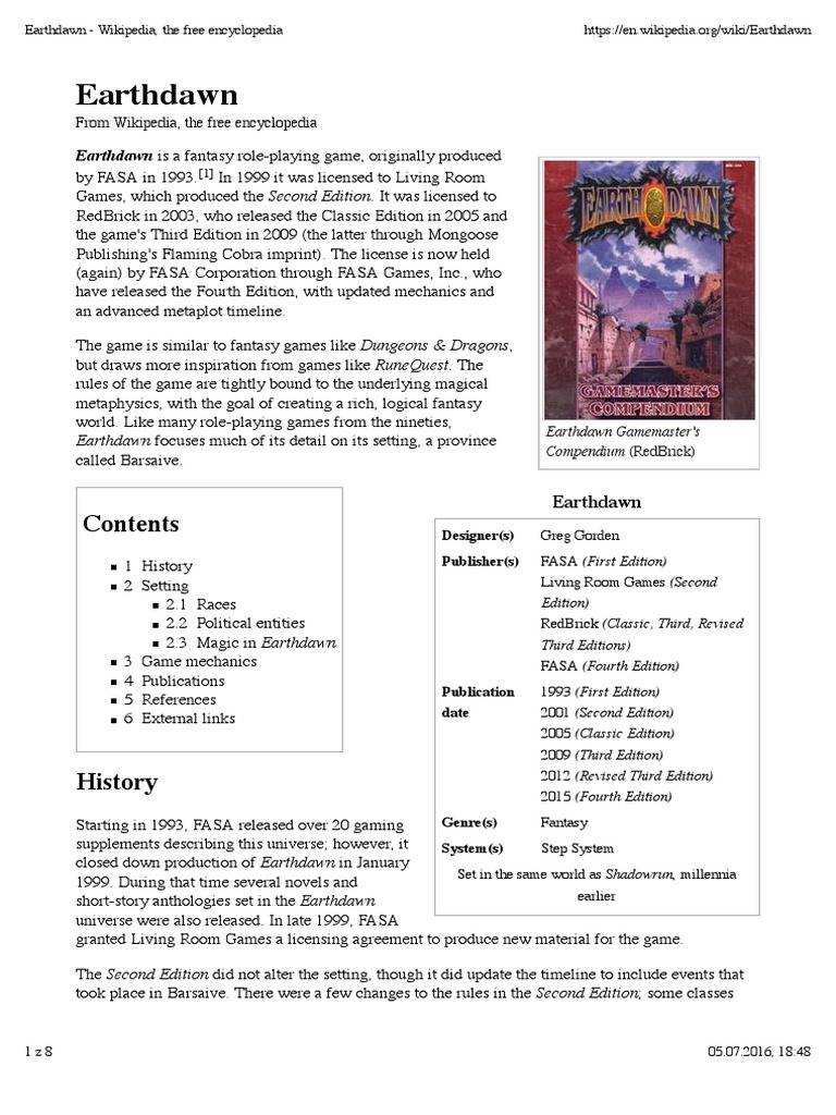 Earthdawn - Wikipedia, The Free Encyclopedia | PDF