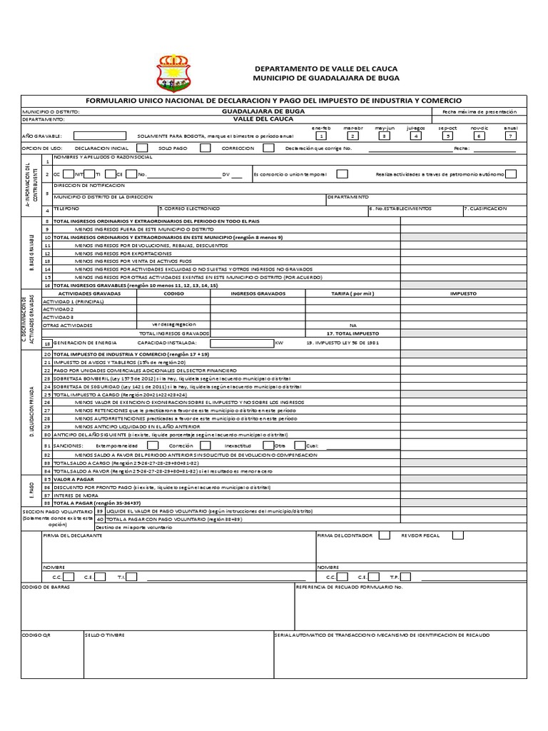 Formulario Ica Buga | PDF | Impuestos