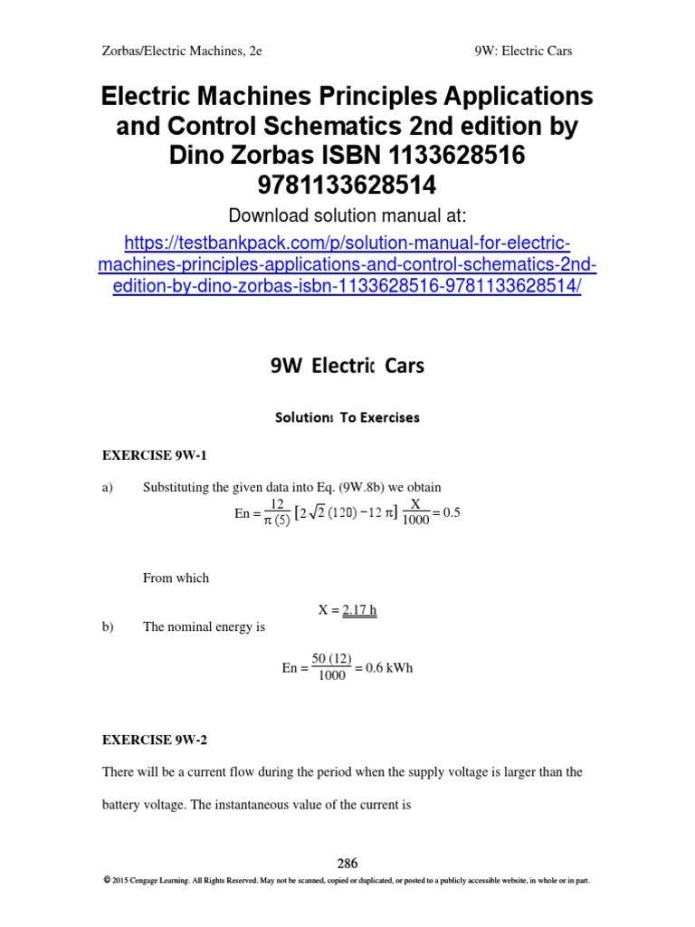 Electric Machines Principles Applications and Control Schematics 2nd Edition Dino Zorbas ...