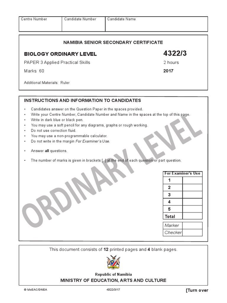 Biology Paper 3 | PDF