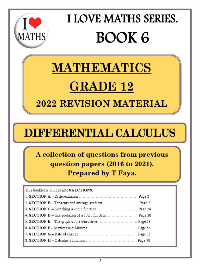 Grade 12 Calculus Revision Material | PDF