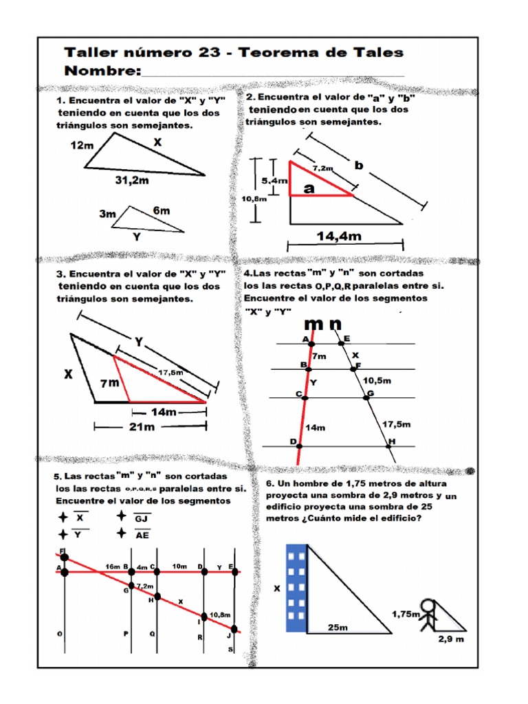 Taller 23 - Teorema de Tales | PDF