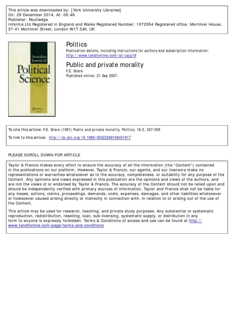 Public and Private Morals | PDF