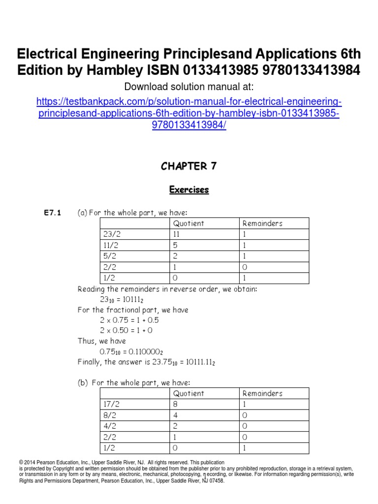 Electrical Engineering Principlesand Applications 6th Edition Hambley ...