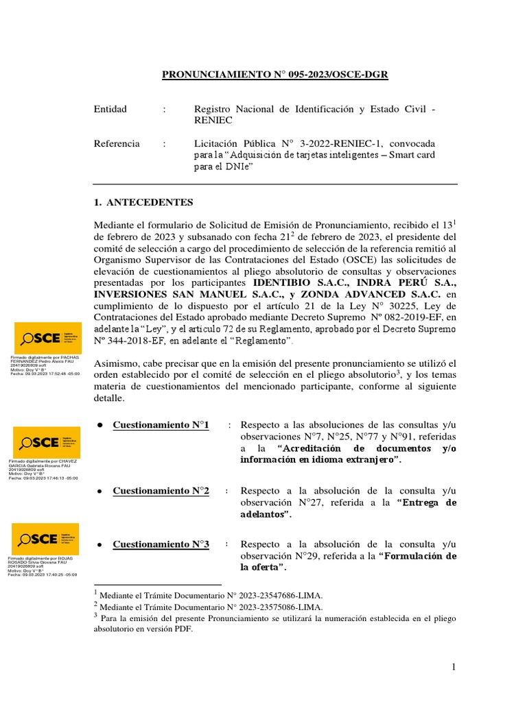 Pronunciamiento #095-2023 - OSCE-DGR PDF | PDF