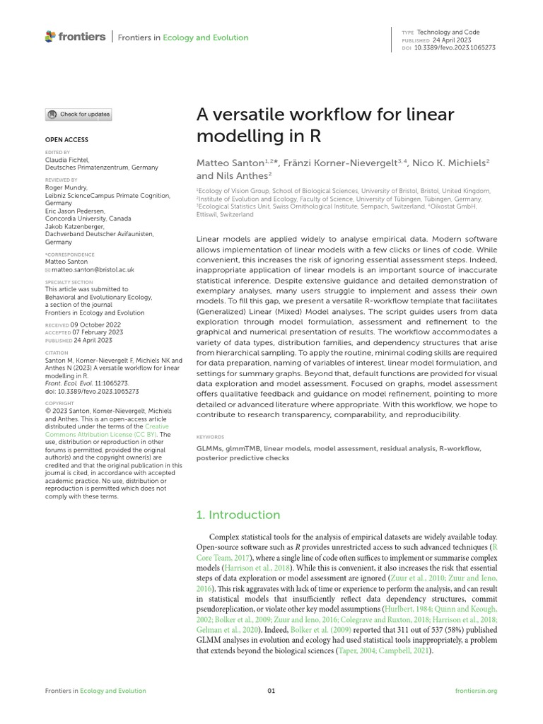 A Versatile Workflow For Linear Modelling in R | PDF | Linear Regression | Dependent And ...