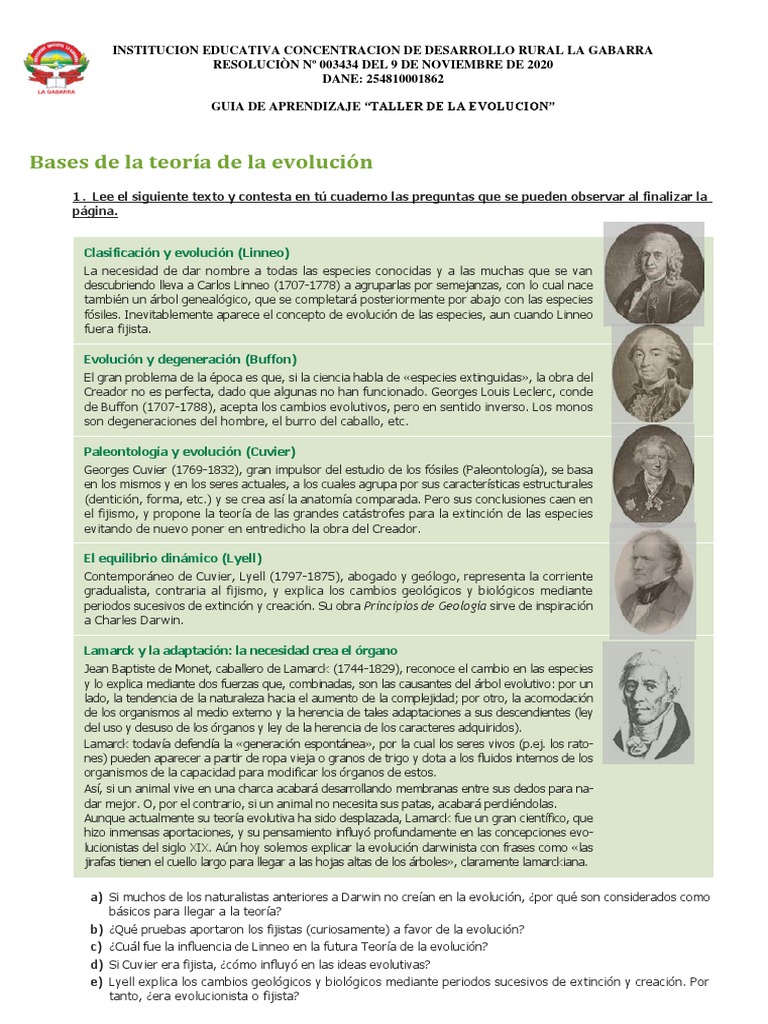 Taller de Las Pruebas de La Evolucion | PDF | Evolución | Charles Darwin