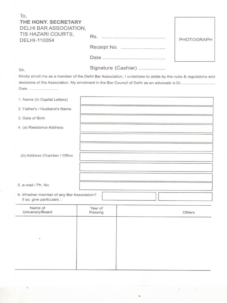 Bar Assocation Form | PDF