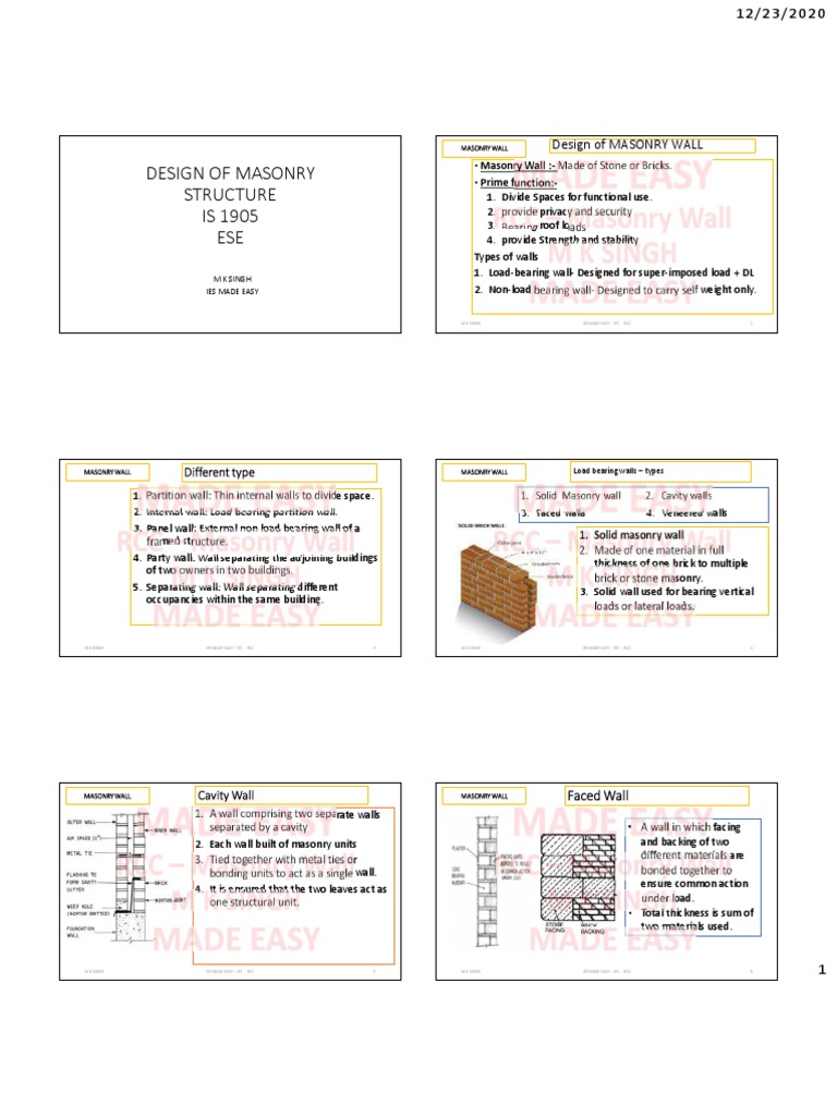 Masonry Structure PDF | PDF | Masonry | Wall