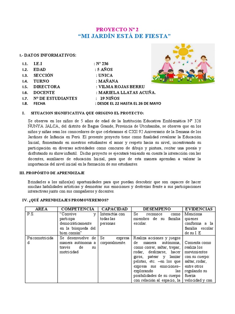 Proyecto de Aprendizaje-La Semana de La Educación Inicial | PDF