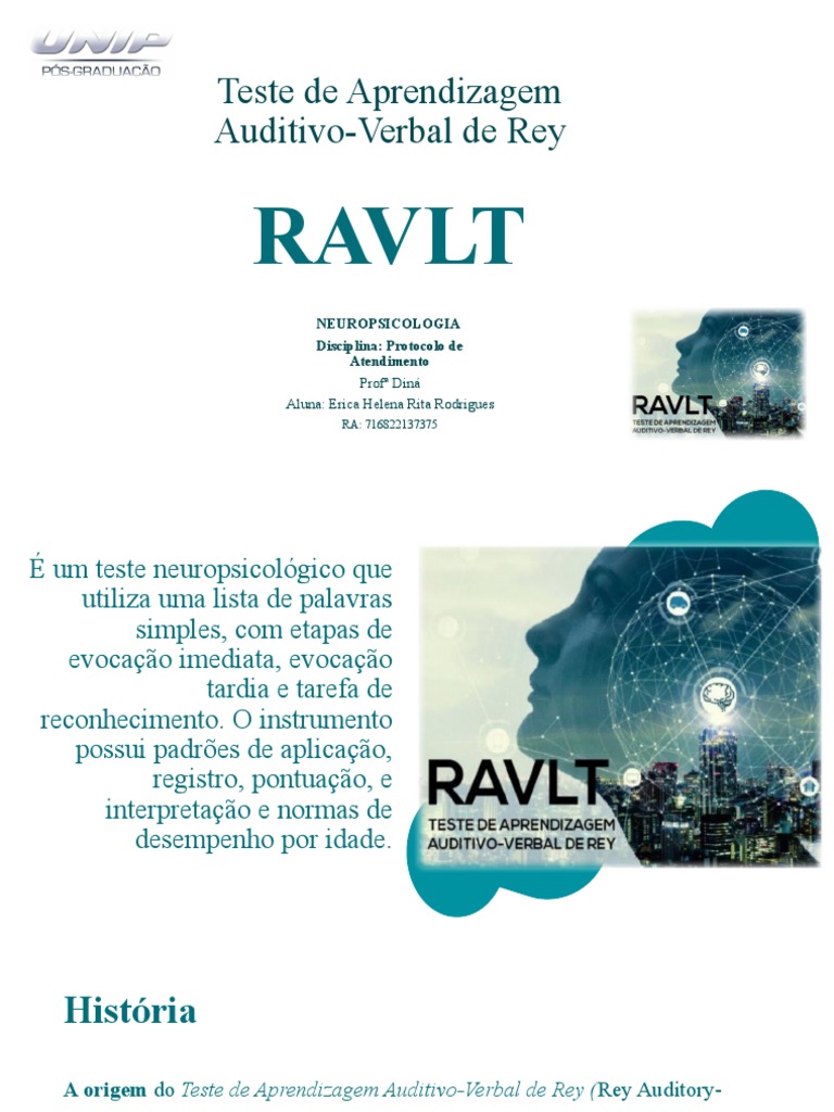 RAVLT | PDF | Memória | Aprendizado