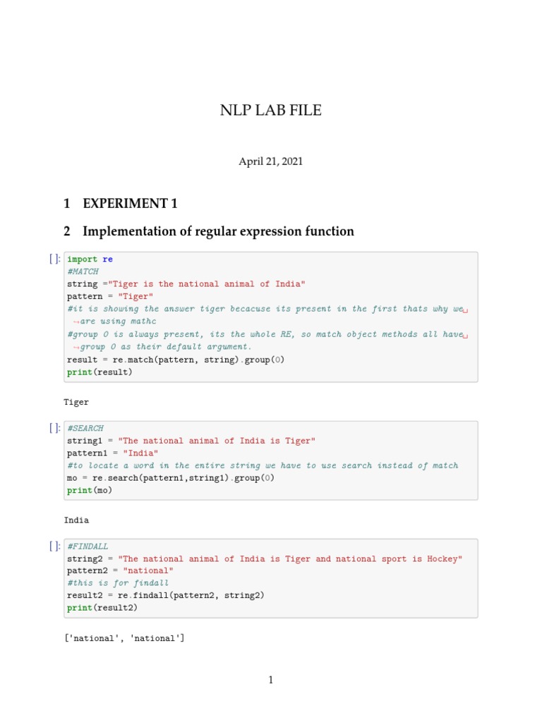 NLP Lab File | PDF NLP Lab File | PDF