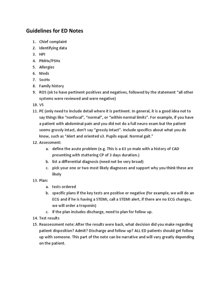 Guidelines For ED Note | PDF