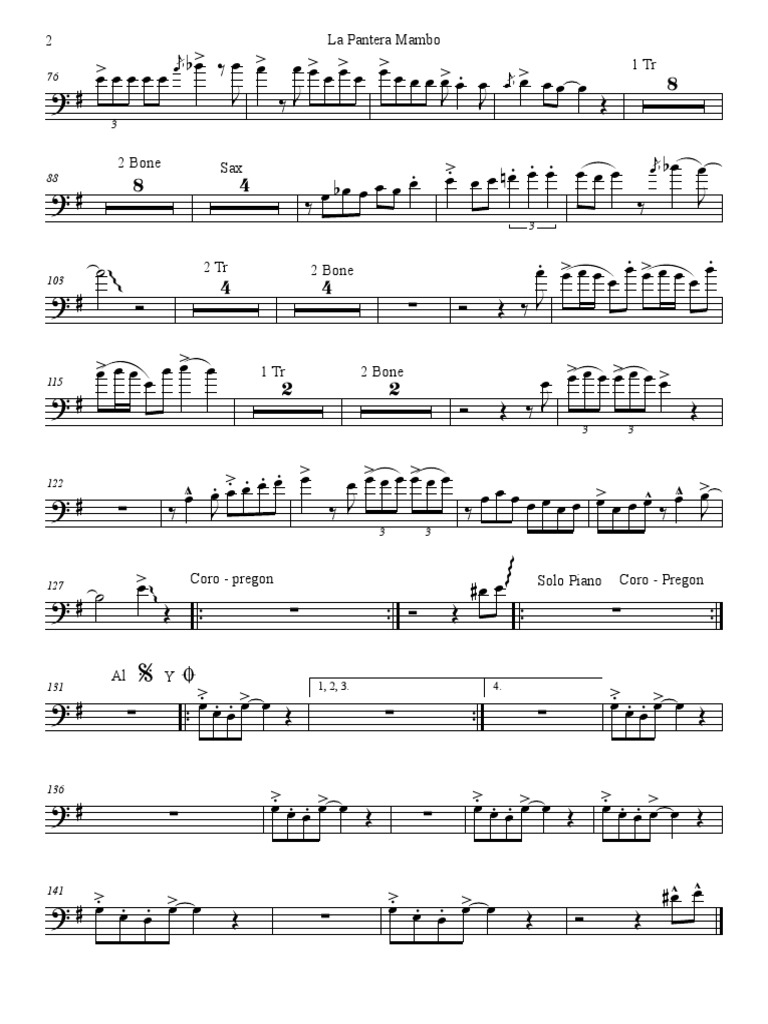La Pantera Mambo Trombone | PDF