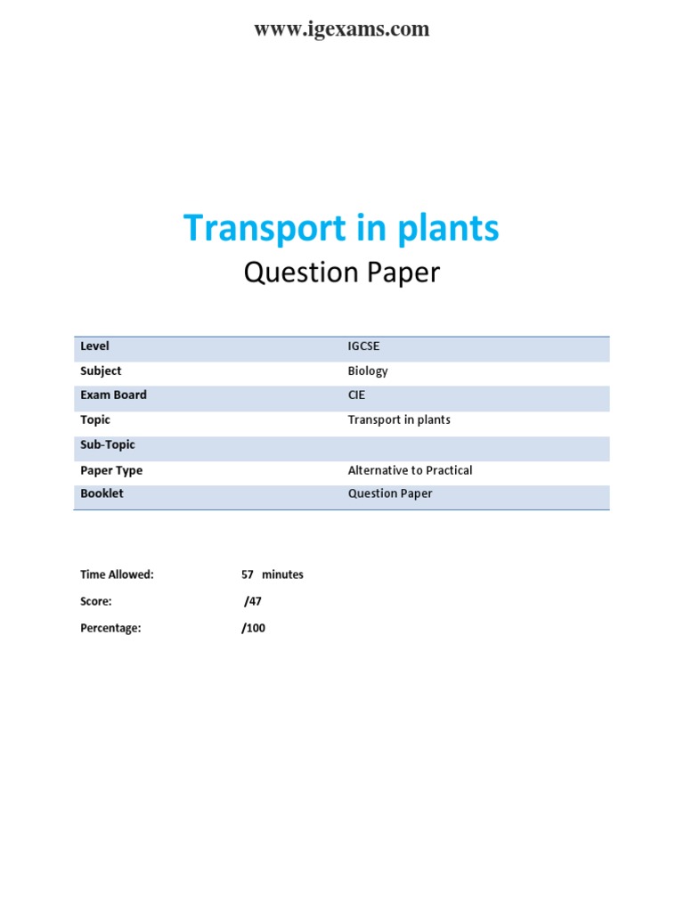8-Transport-in-Plants-CIE-IGCSE-Biology-Practicals-QP | PDF