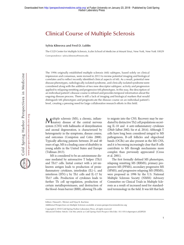 Clinical Course of Multiple Sclerosis | PDF