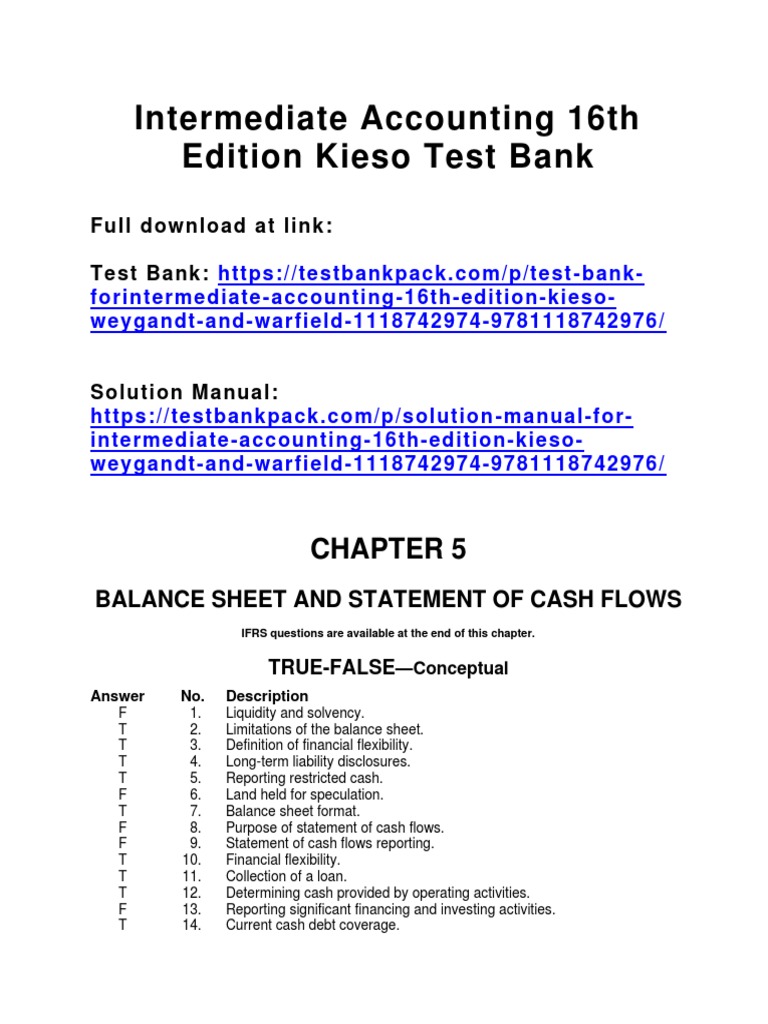 Intermediate Accounting Test Bank 16th Edition | PDF