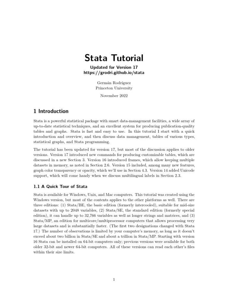 Stata Tutorial (Princeton) | PDF