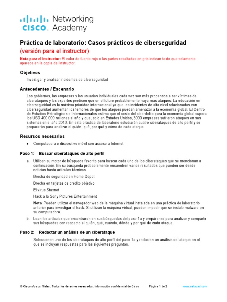 1.1.1.5 Lab - Cybersecurity Case Studies - ILM | PDF