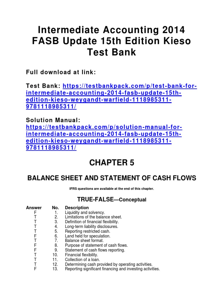 Intermediate Accounting 2014 FASB Update 15th Edition Kieso Test Bank 1 ...