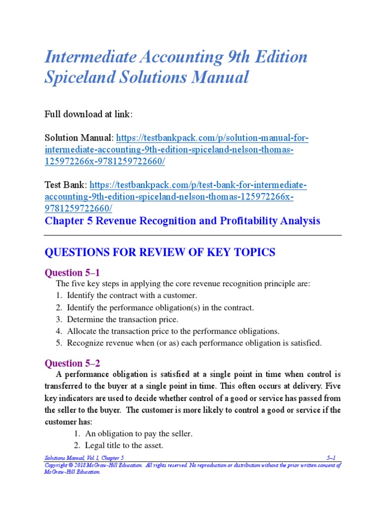 Intermediate Accounting 9th Edition Spiceland Solutions Manual 1 Pdf