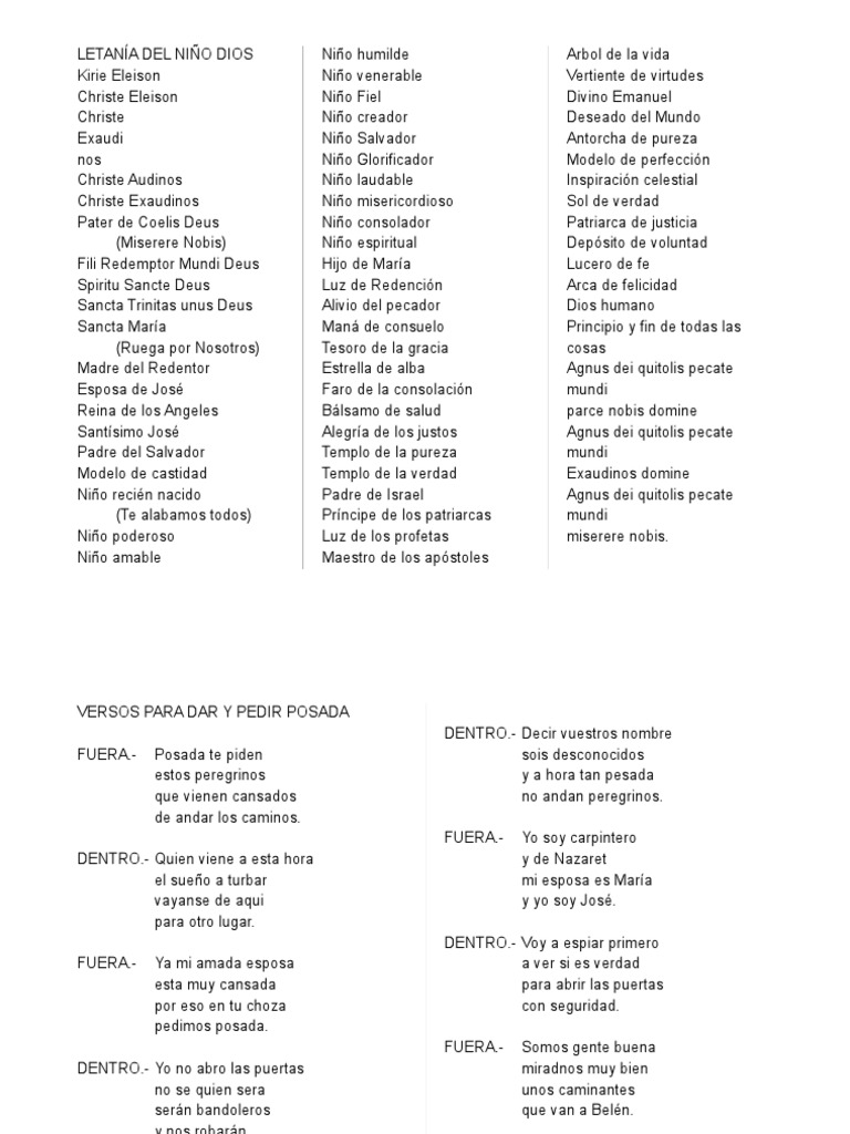 Letanía del Niño Dios | PDF
