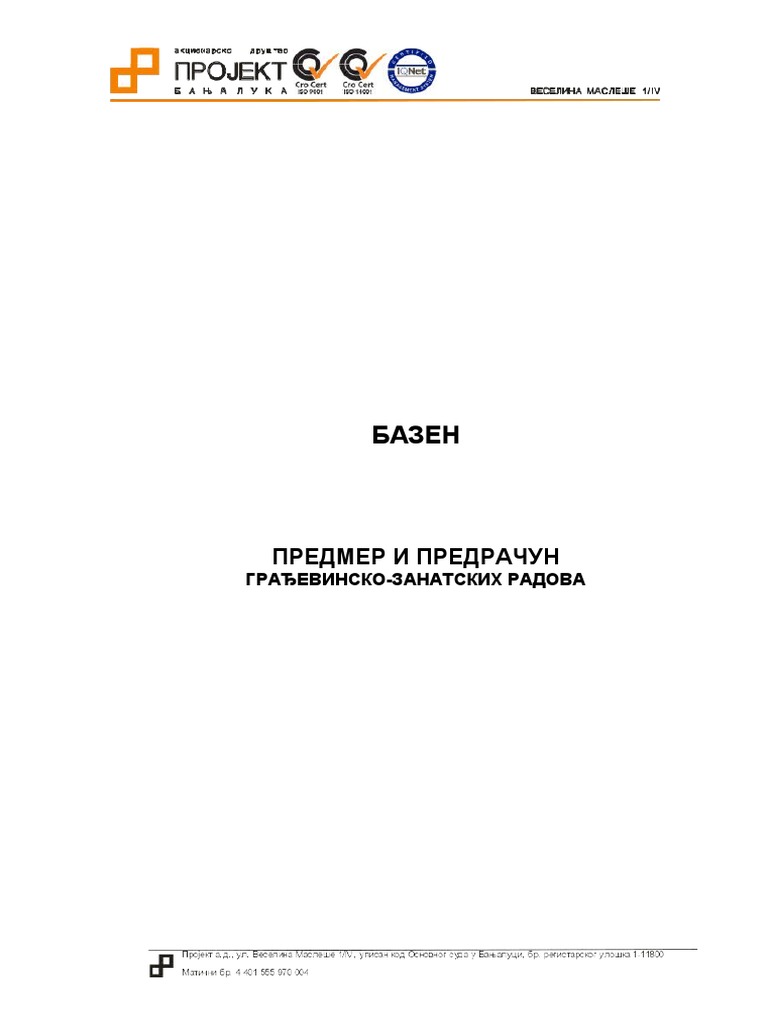 BAZEN-predmer Sa Cenama | PDF