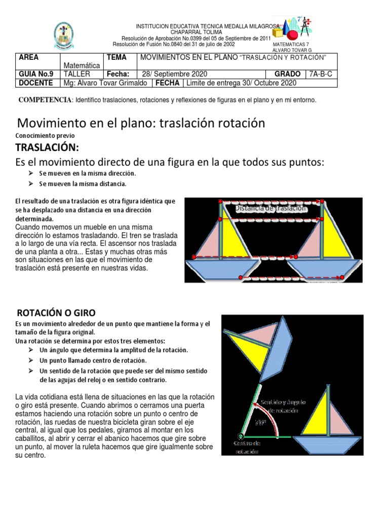 Movimiento en El Plano: Traslación Rotación | PDF