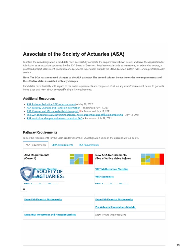 SoA ASA Requirements | PDF