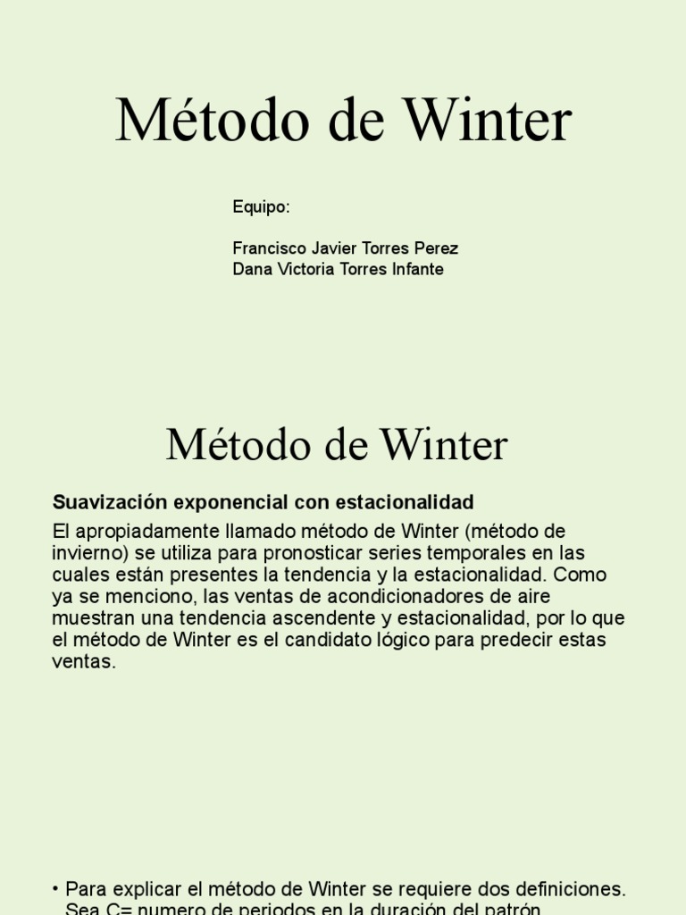 Metodo de Winter | PDF | Matemáticas Aplicadas
