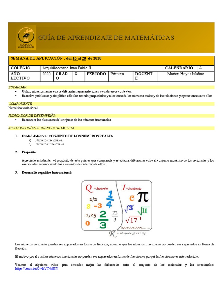 Guia 8 Matemáticas Actividad 2 | PDF | Números | Número racional