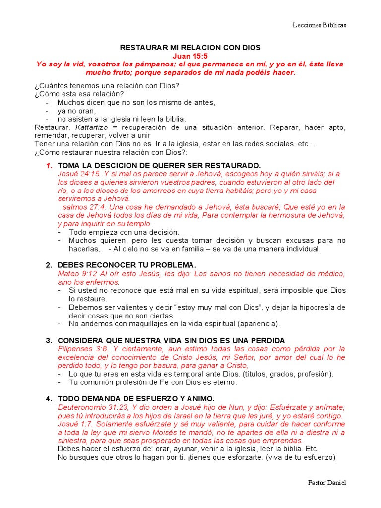 O Restaurar Mi Relacion Con Dios | PDF