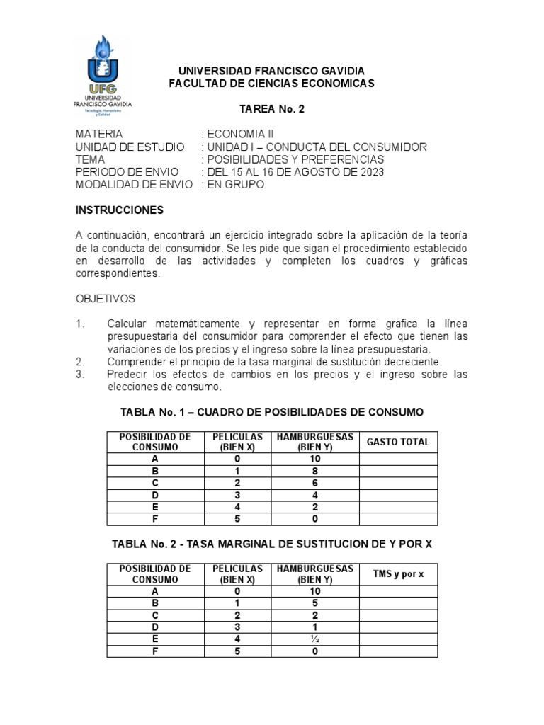 Ufg - Ecn 2 - Tarea No. 2 - Posibilidades y Preferencias | PDF