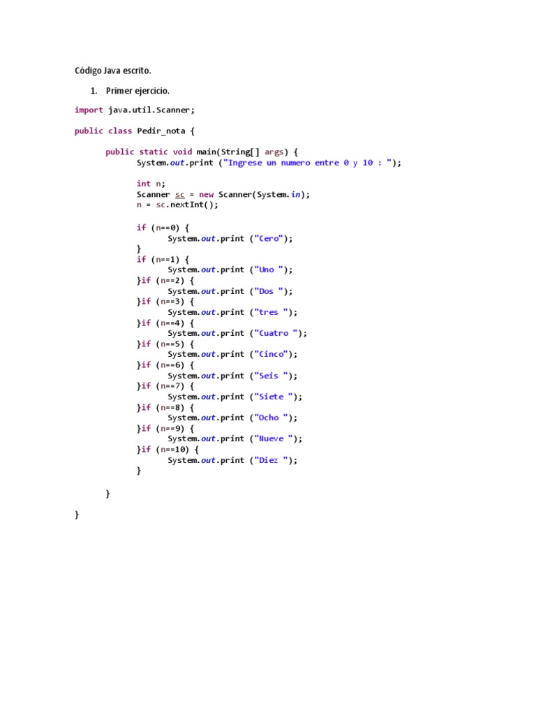 Código Java Escrito | Descargar gratis PDF | Ingeniería Informática | Notación