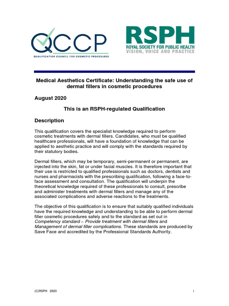 Medical Aesthetics Certificate Understanding The Safe Use of Dermal ...